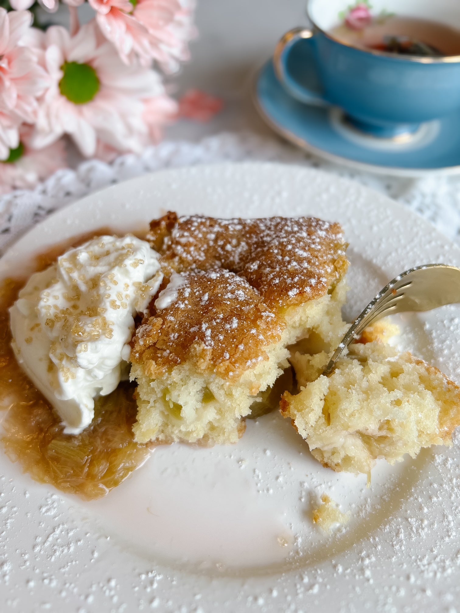 Easy Vanilla Rhubarb Sheet Cake – The Knotty Garden